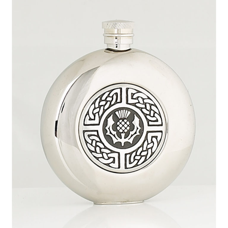 Experience Distinctive Elegance with the 5oz Celtic & Thistle Flask ...
